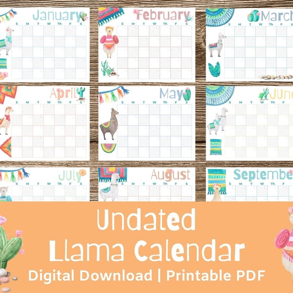 12 Month Calendar - Etsy