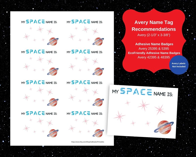 Space Name Game: Galaxy Birthday Party Printable (digital Download) - Etsy