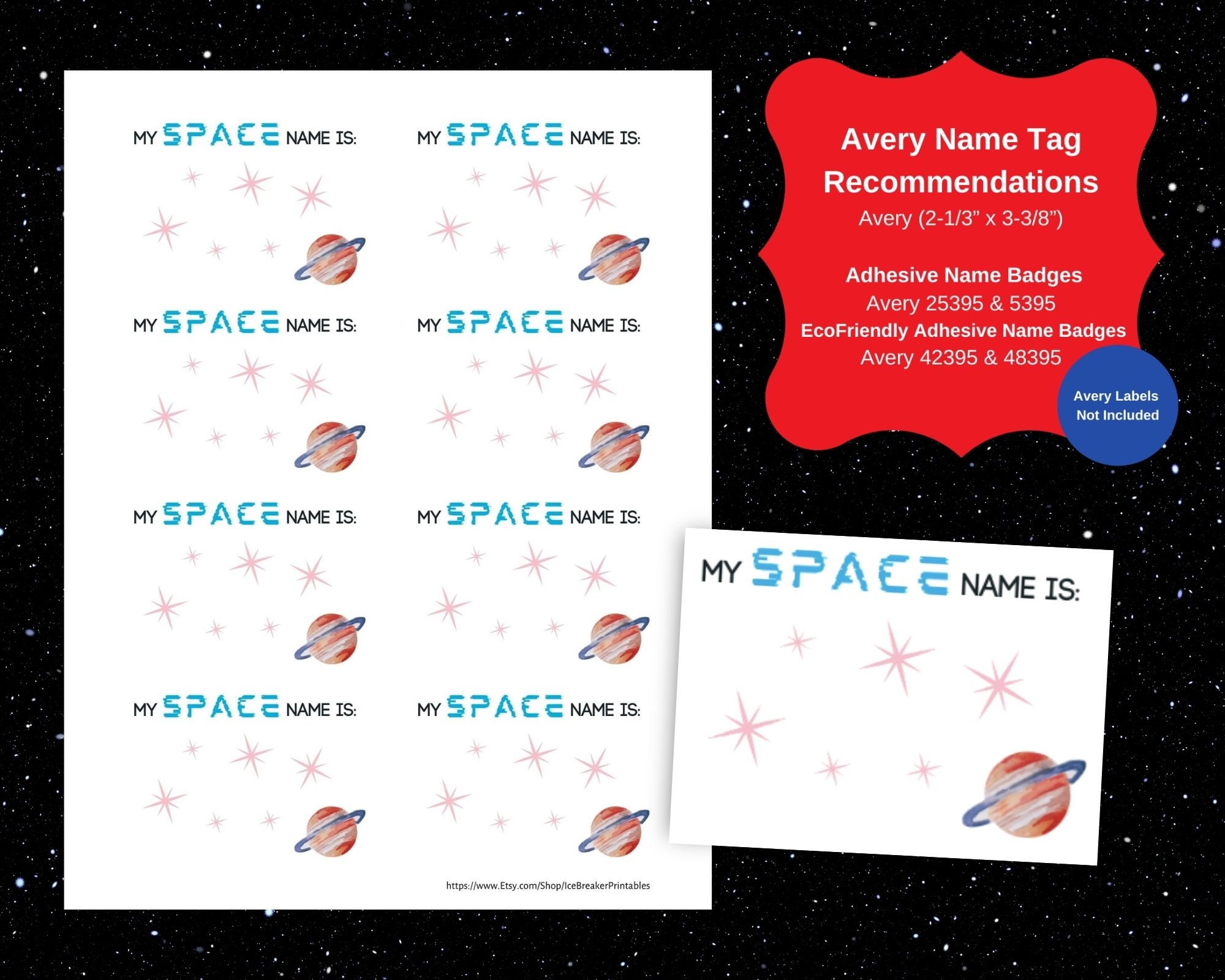Space Name Game: Galaxy Birthday Party Printable (digital Download) - Etsy