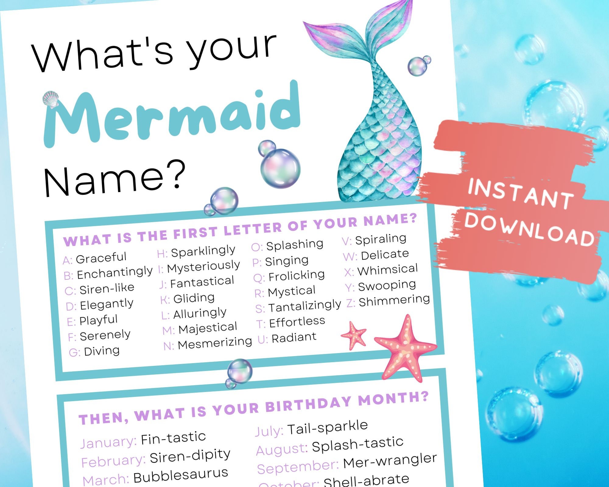 Mermaid Party Game | Under the Sea Party | Mermaid Birthday Party ...