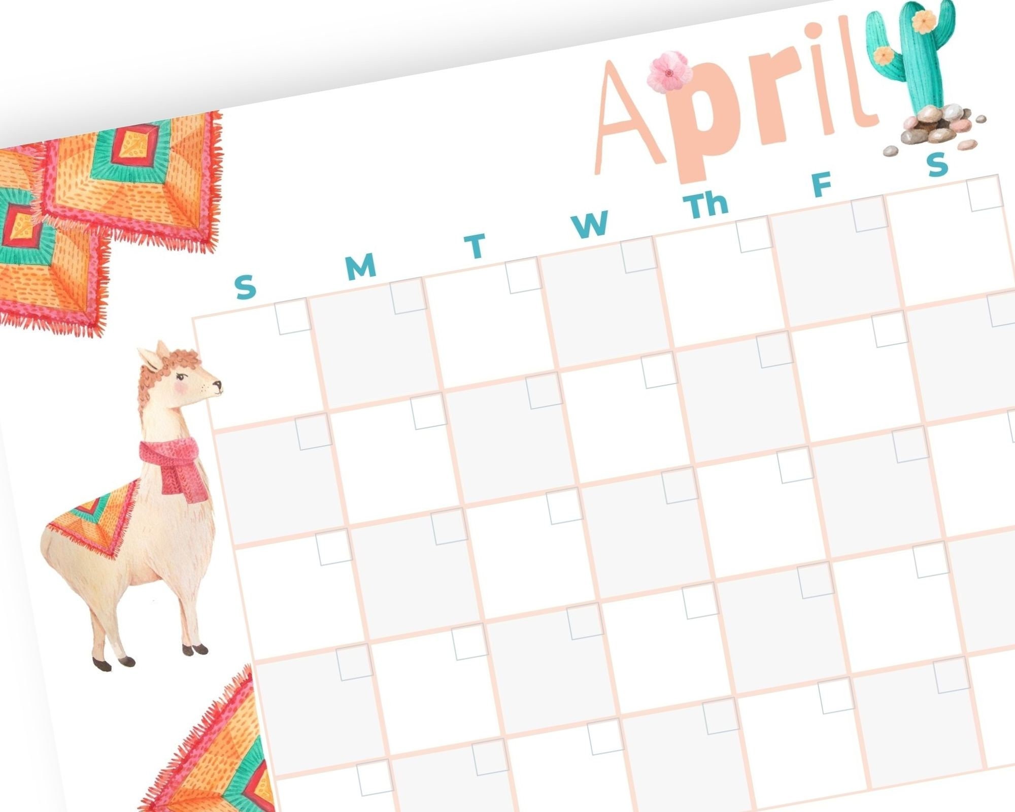 Calendar Printable Undated | Llama Calendar | 12 Month Calendar ...