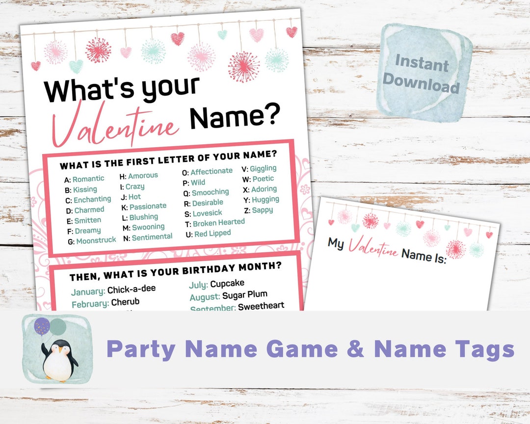 Valentine Day Name Game for Your Kid or Adult Valentine's Day Party! A ...