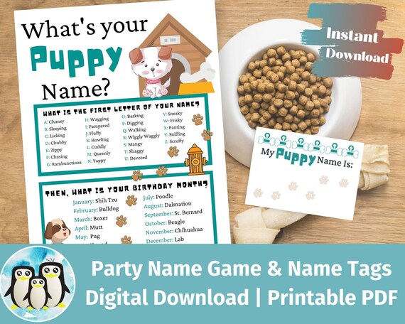 Puppy Name Game for your Dog Birthday Party Puppy Birthday | Etsy