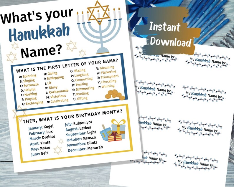 Hanukkah Party Game for Your Holiday Celebration of Lights Party. Fun ...