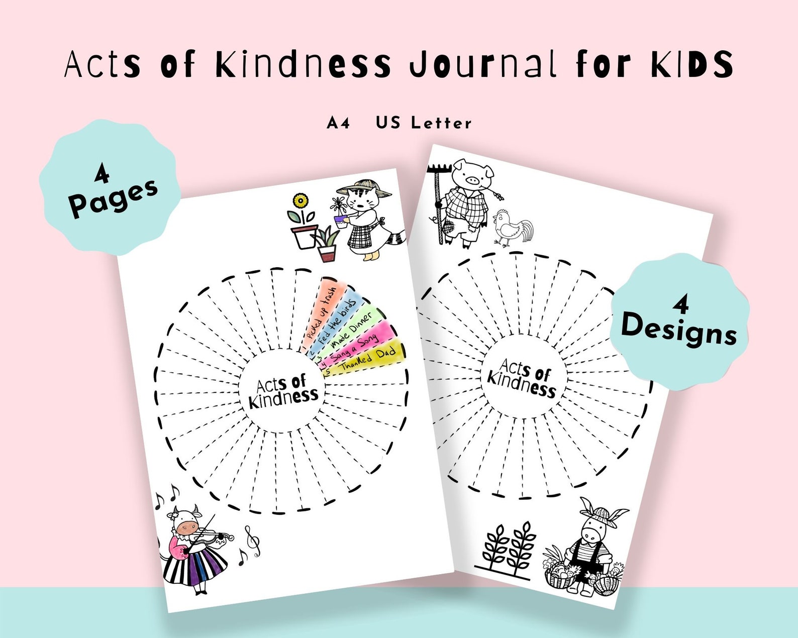 Acts of Kindness Journal for Kids Kind Kid Ideas Pay it | Etsy