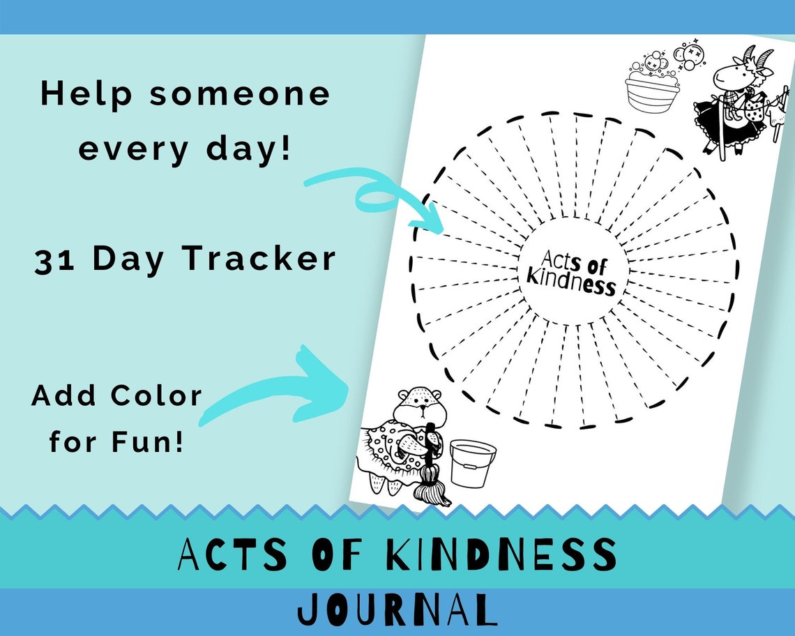 Acts of Kindness Journal for Kids: 31-day Tracker (printable PDF) - Etsy