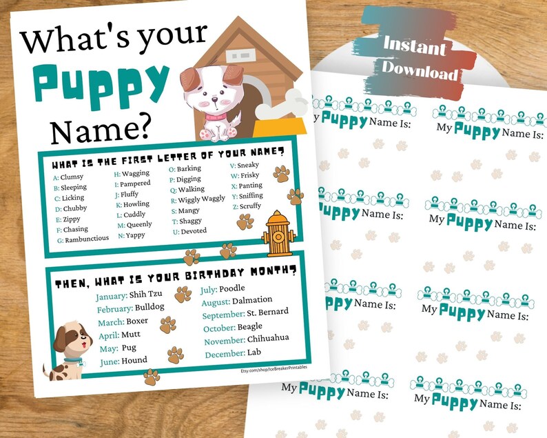 Puppy Name Game for Your Dog Birthday Party Puppy Birthday Party Puppy ...