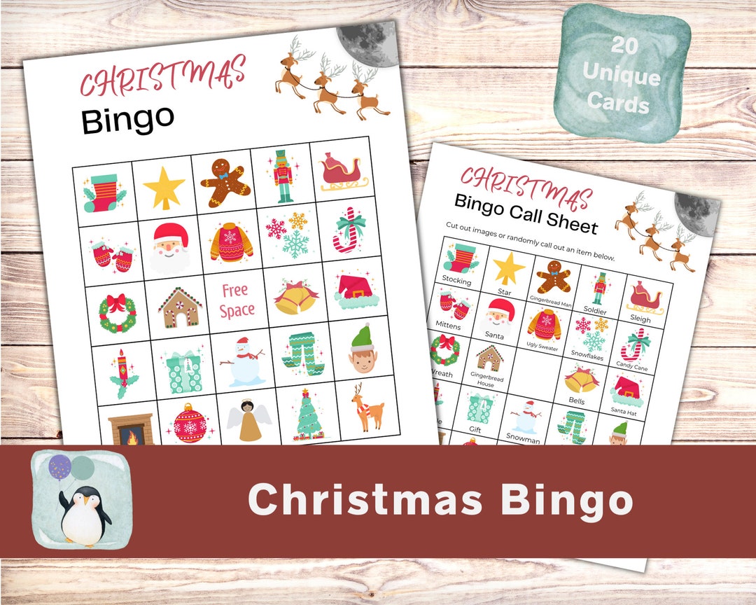 Reindeer Bingo | 20 Unique Bingo Cards | Printable Bingo Game ...