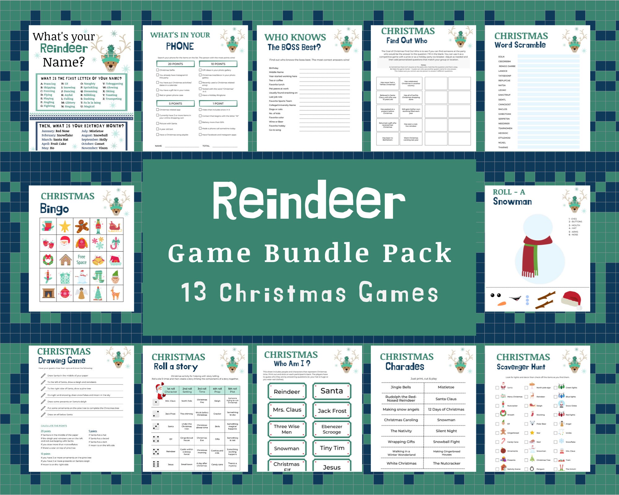 Christmas Reindeer Game Bundle | 13 Christmas Game Bundle | Christmas ...