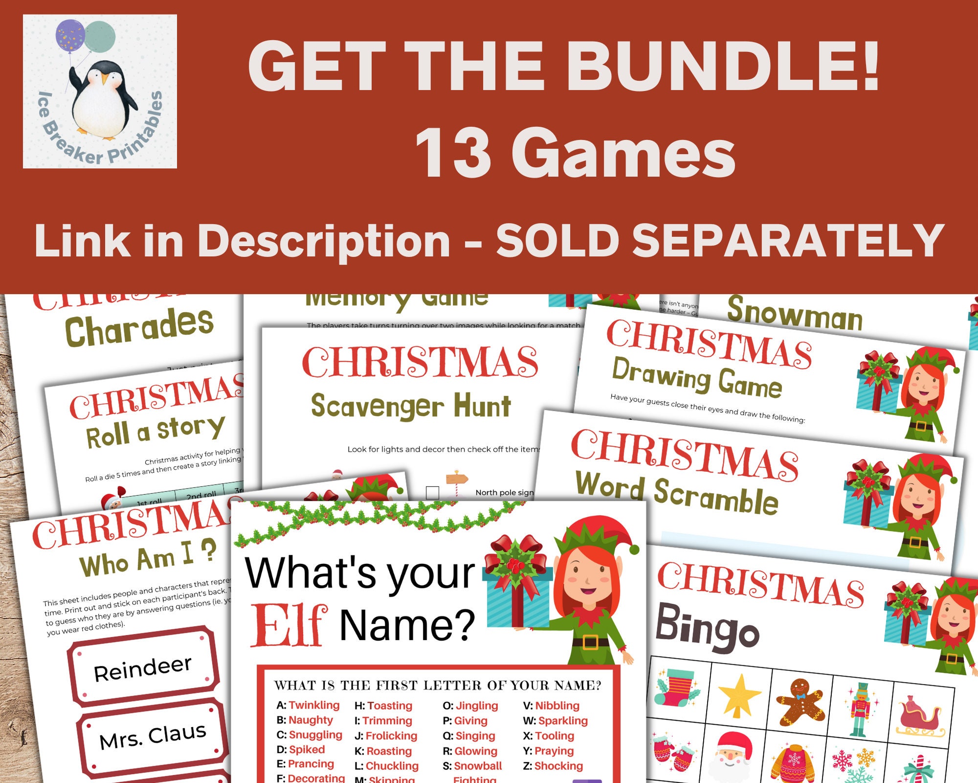 Gift Elf Name Game | Christmas Party Game | Elf Party Game | Holiday ...