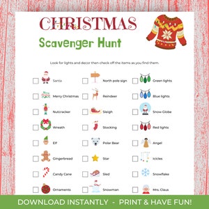 Ugly Sweater Scavenger Hunt Printable Christmas Games - Etsy