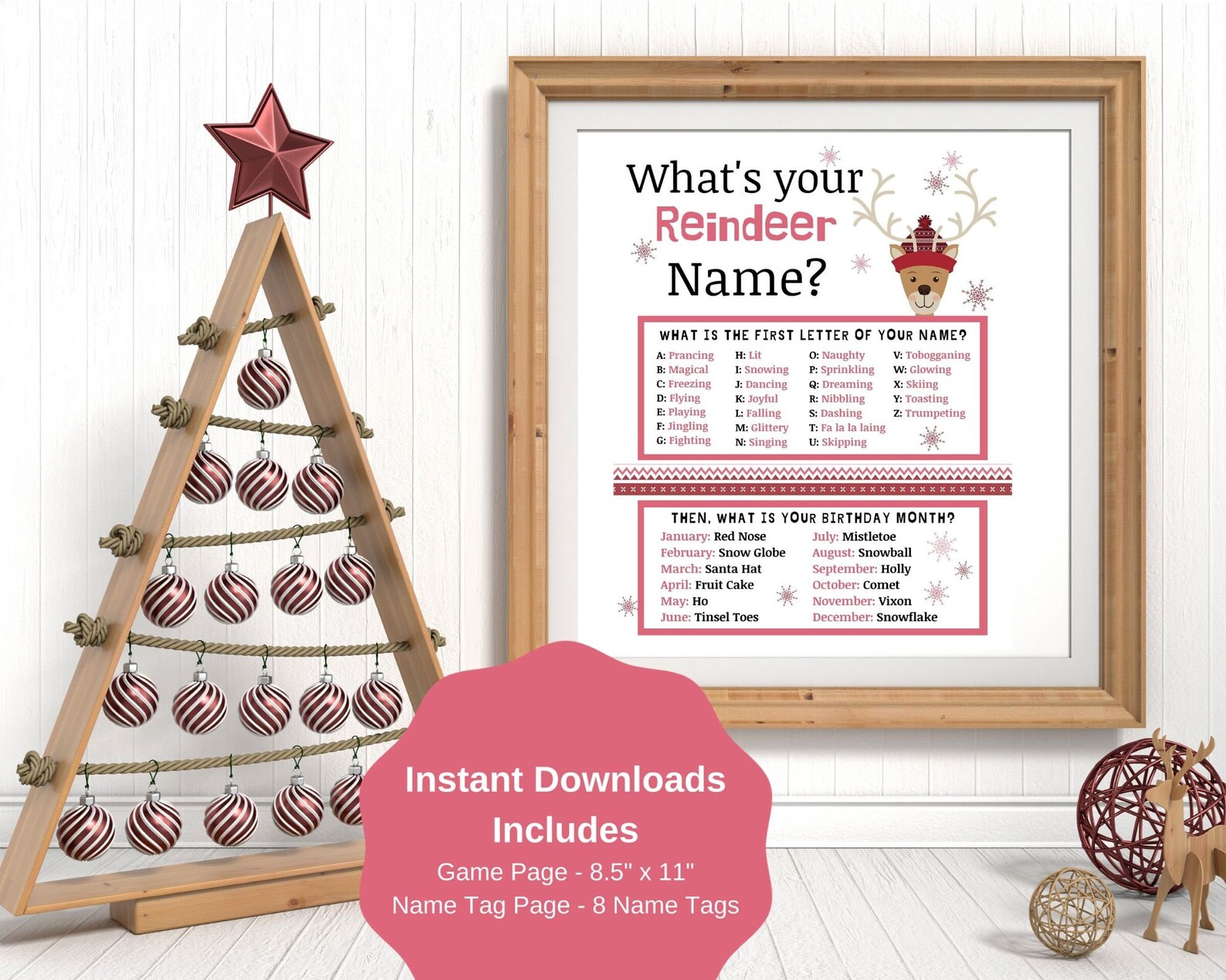 Reindeer Party Game A Fun Kid Friendly Snowflake Christmas or - Etsy