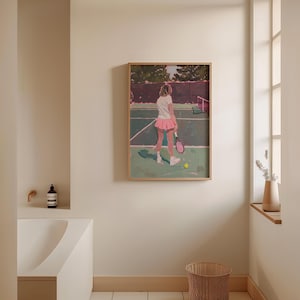 Preppy Country Club Tennis Art, Tennis Practice Poster, Pink Tennis ...