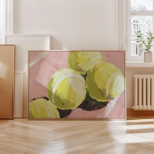 Tennis Ball Wall Art, Girly Tennis Poster, Tennis Ball on Pink Court ...