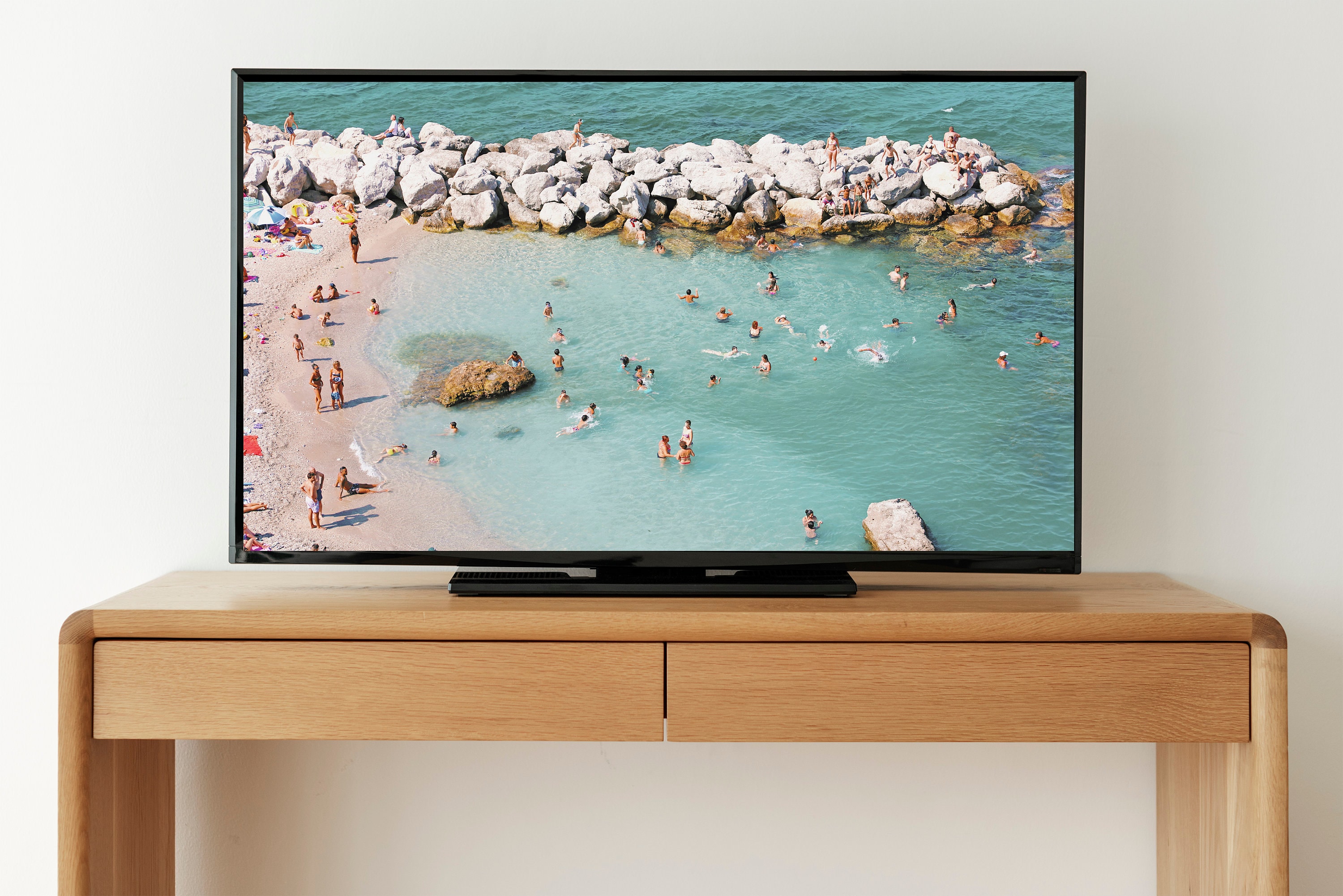 Summer Frame TV Art Italy Beach Photo People on the Beach - Etsy