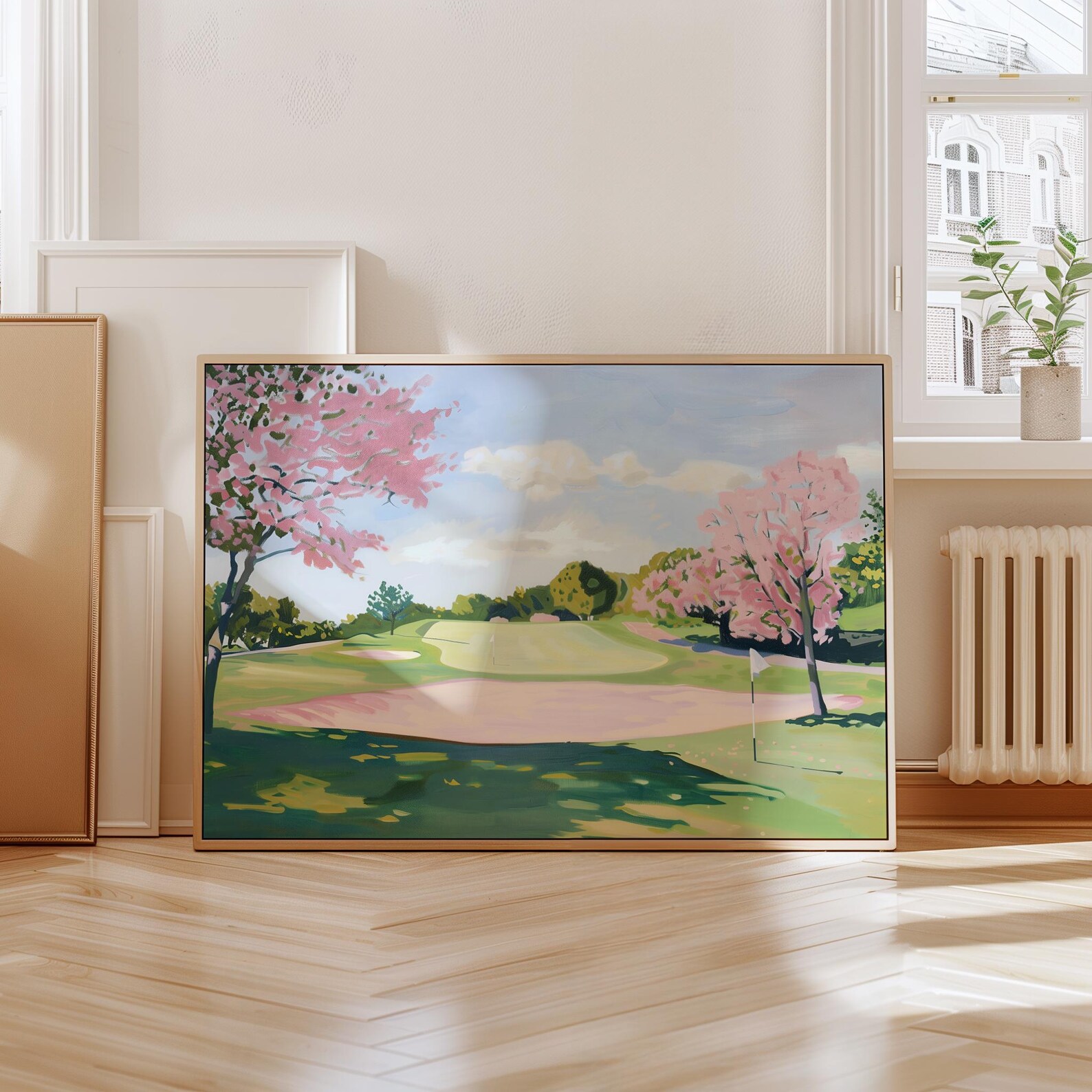 Girly Golf Course Wall Art, Pink Hue Country Club, Retro Oil Painting ...