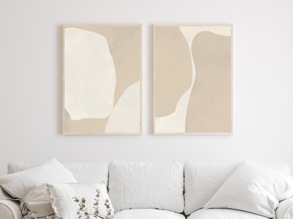 Modern Abstract Shapes Print Set of 2 Prints Abstract Print - Etsy