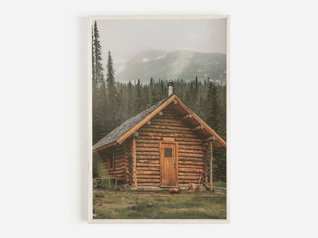 Log Cabin in the Woods, Cabin Wall Art, Forest Print, Rustic Decor ...