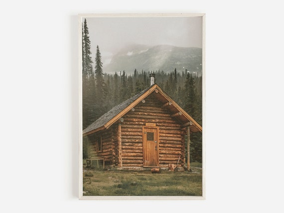 Log Cabin in the Woods Cabin Wall Art Forest Print Rustic | Etsy
