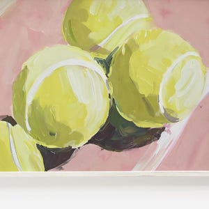 Tennis Ball Wall Art, Girly Tennis Poster, Tennis Ball on Pink Court ...