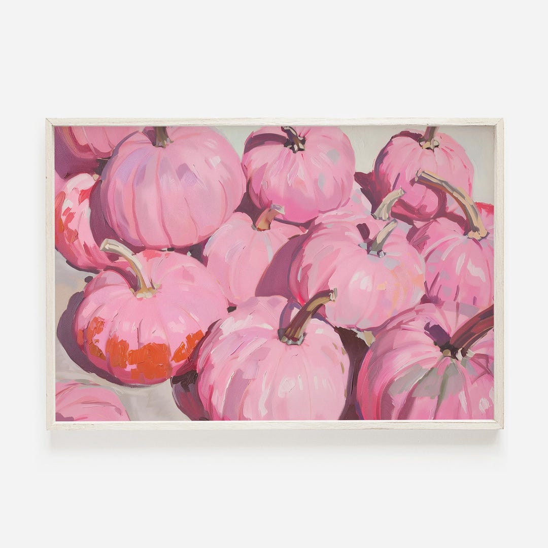 Pastel Pink Pumpkin Art, Pink Halloween Decor, Girly Fall Printable ...