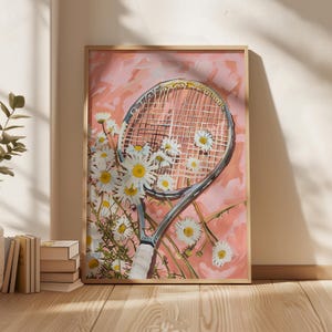 Flowers + Tennis Wall Art, Girly Tennis Decor, Athletics Poster, Floral ...