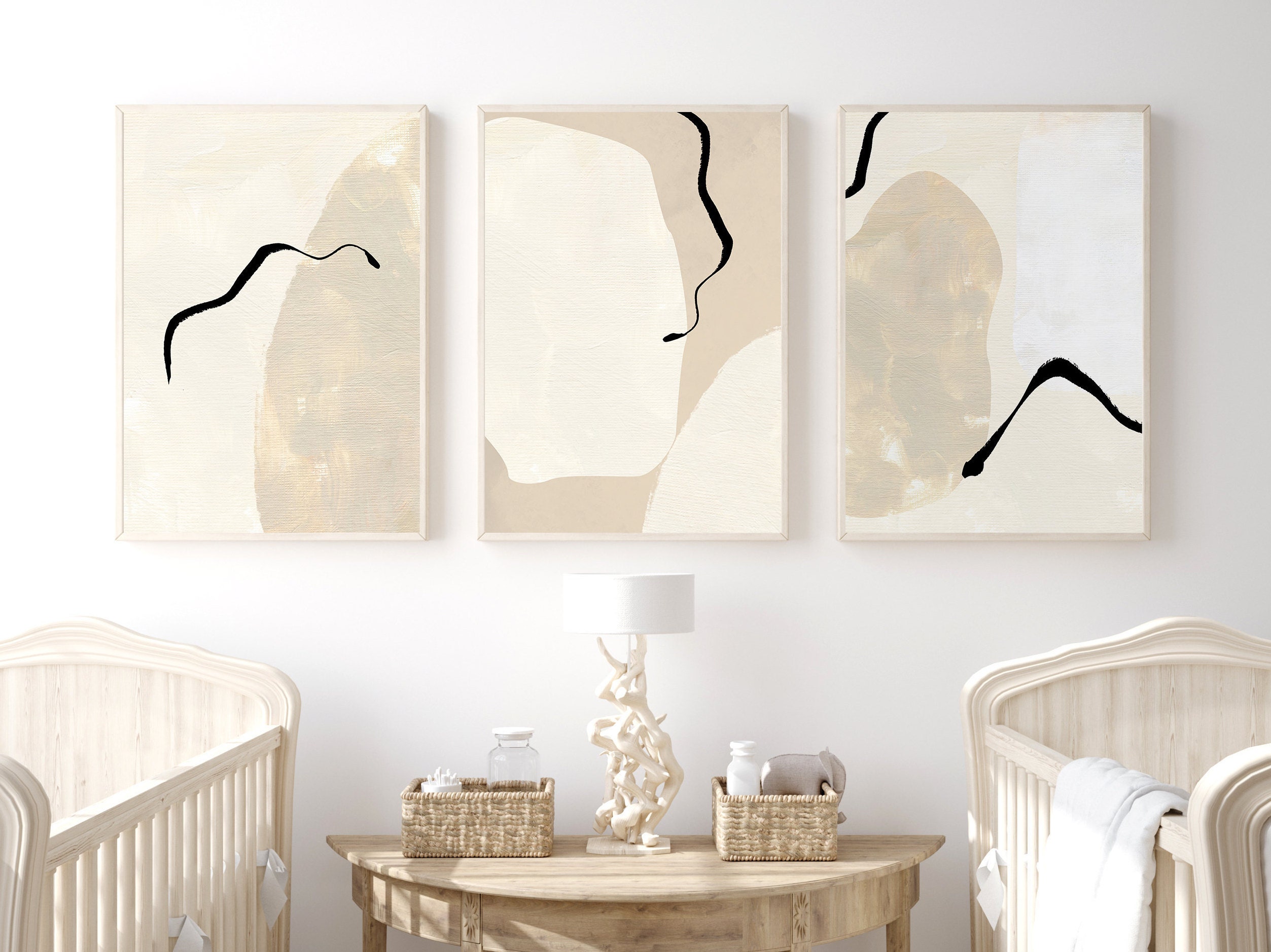 Set of 3 Prints Abstract Shapes Neutral Tones Poster - Etsy