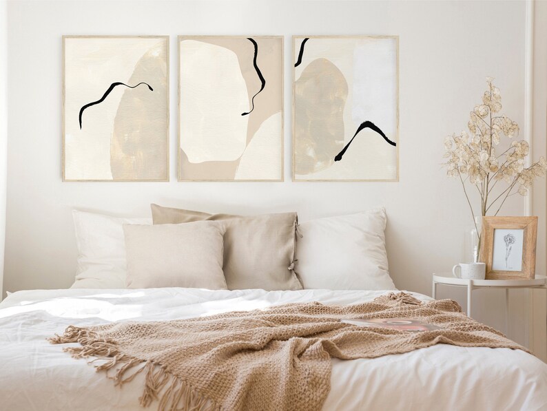 Set of 3 Prints Abstract Shapes Neutral Tones Poster - Etsy
