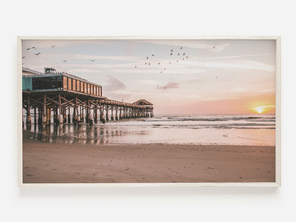 Summer Frame TV Art | Beach Pier Photo | Sunset Frame TV Art | Pier Art ...