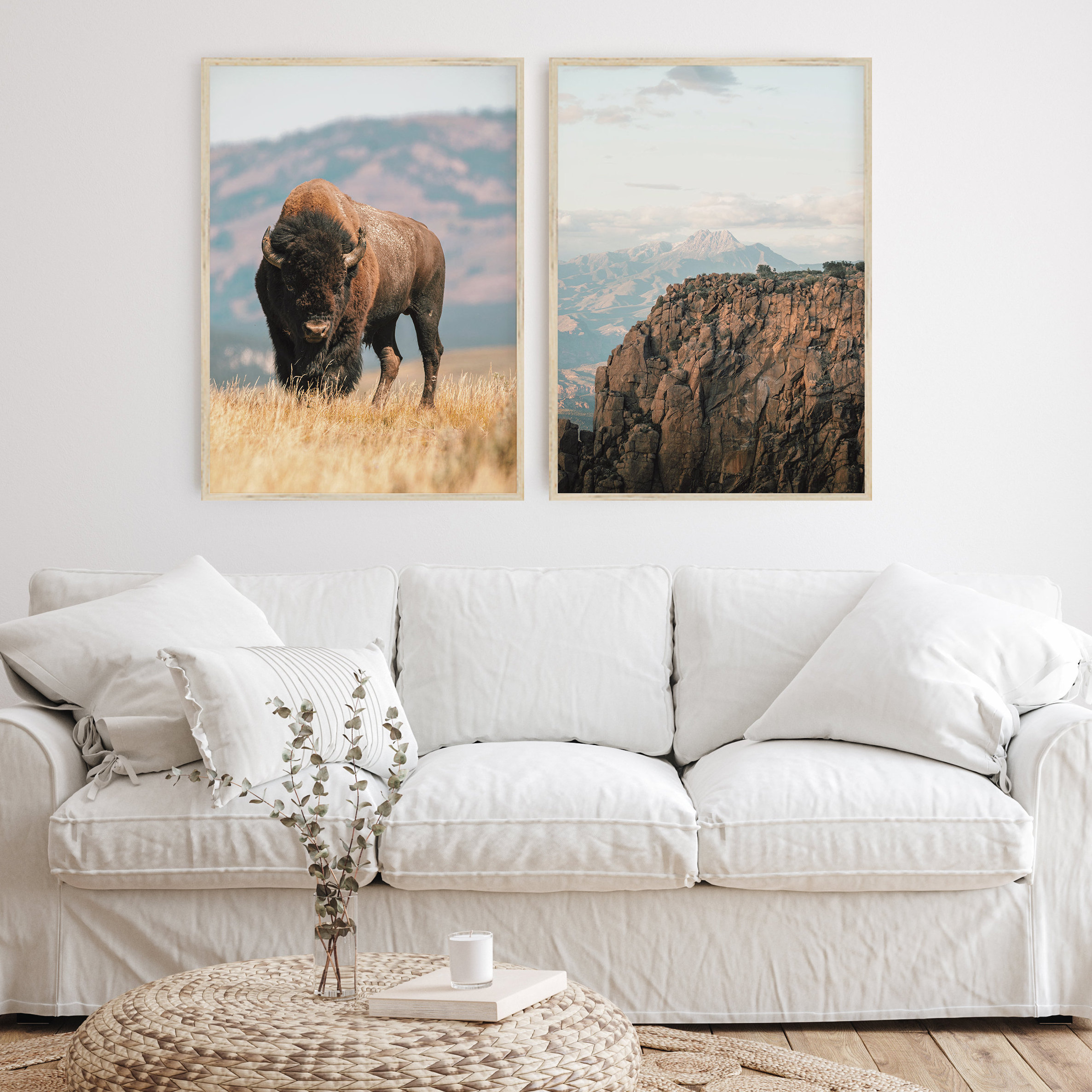 Bison Print Set Set of 2 Prints Western Decor Arizona | Etsy
