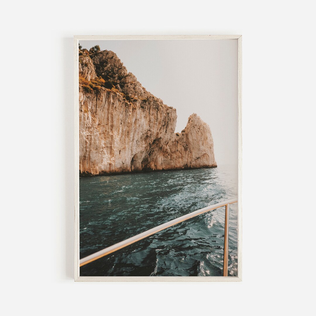 Italian Yacht Print, Amalfi Wall Art, Positano Landscape, Mediterranean ...