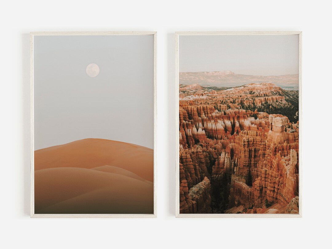 Desert Print Set, Burnt Orange Landscape, Arizona Desert Prints, Set of ...