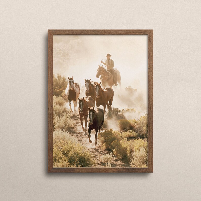 Rustic Western Print Set, Cowboy Wall Art, Large Bison Poster, Print ...