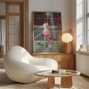 Preppy Country Club Tennis Art, Tennis Practice Poster, Pink Tennis ...