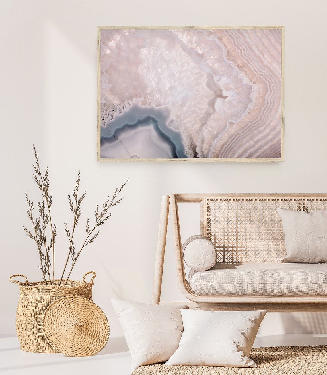 Agate Printable Art, Pastel Geode Photo, Boho Wall Art, Pink Geode ...