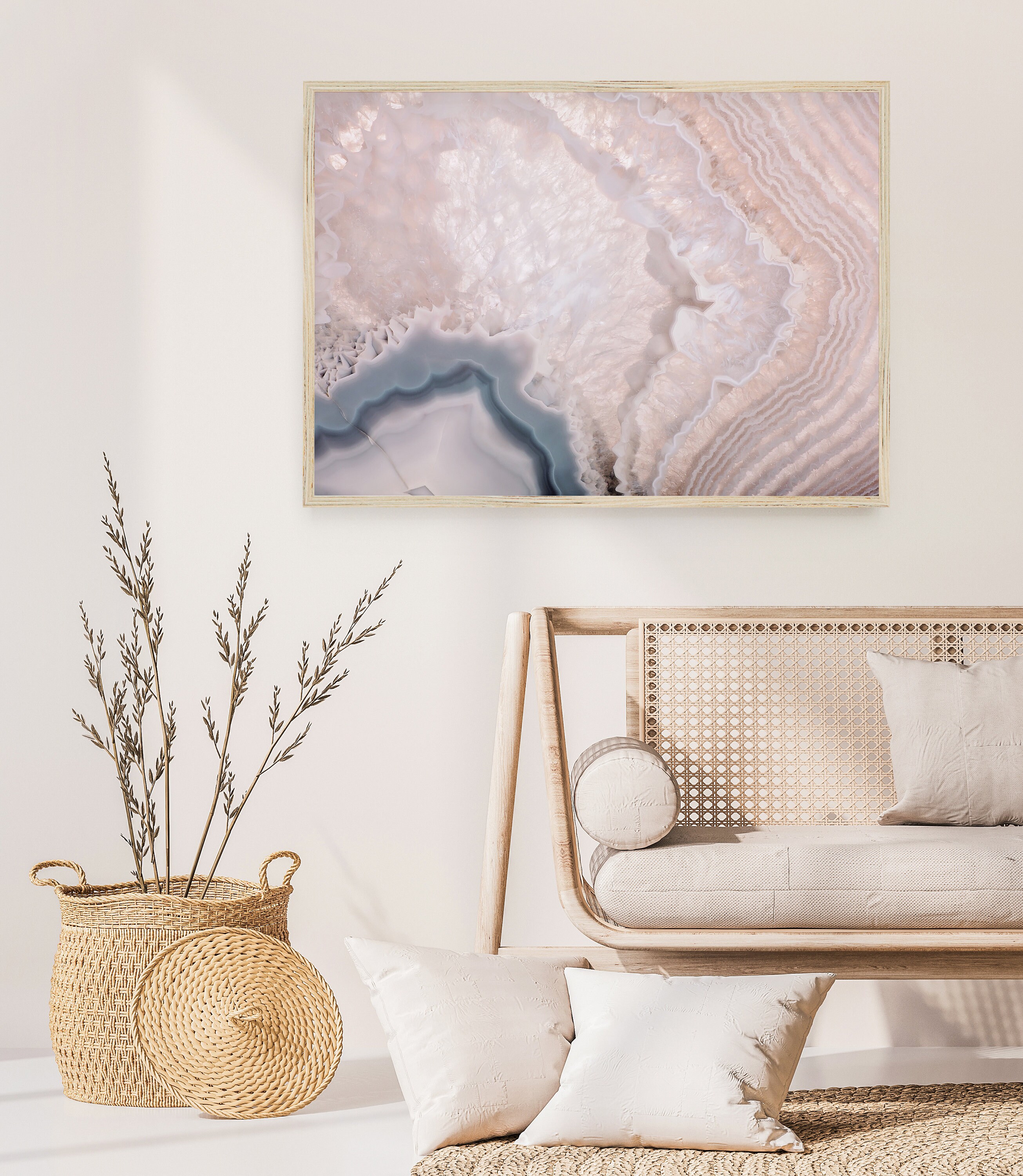 Agate Printable Art, Pastel Geode Photo, Boho Wall Art, Pink Geode ...