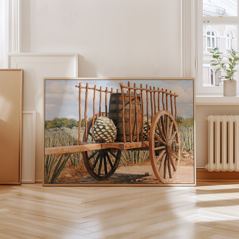 Rustic Wagon on Agave Farm, Mexico Wall Art, Agave Farm Printable ...