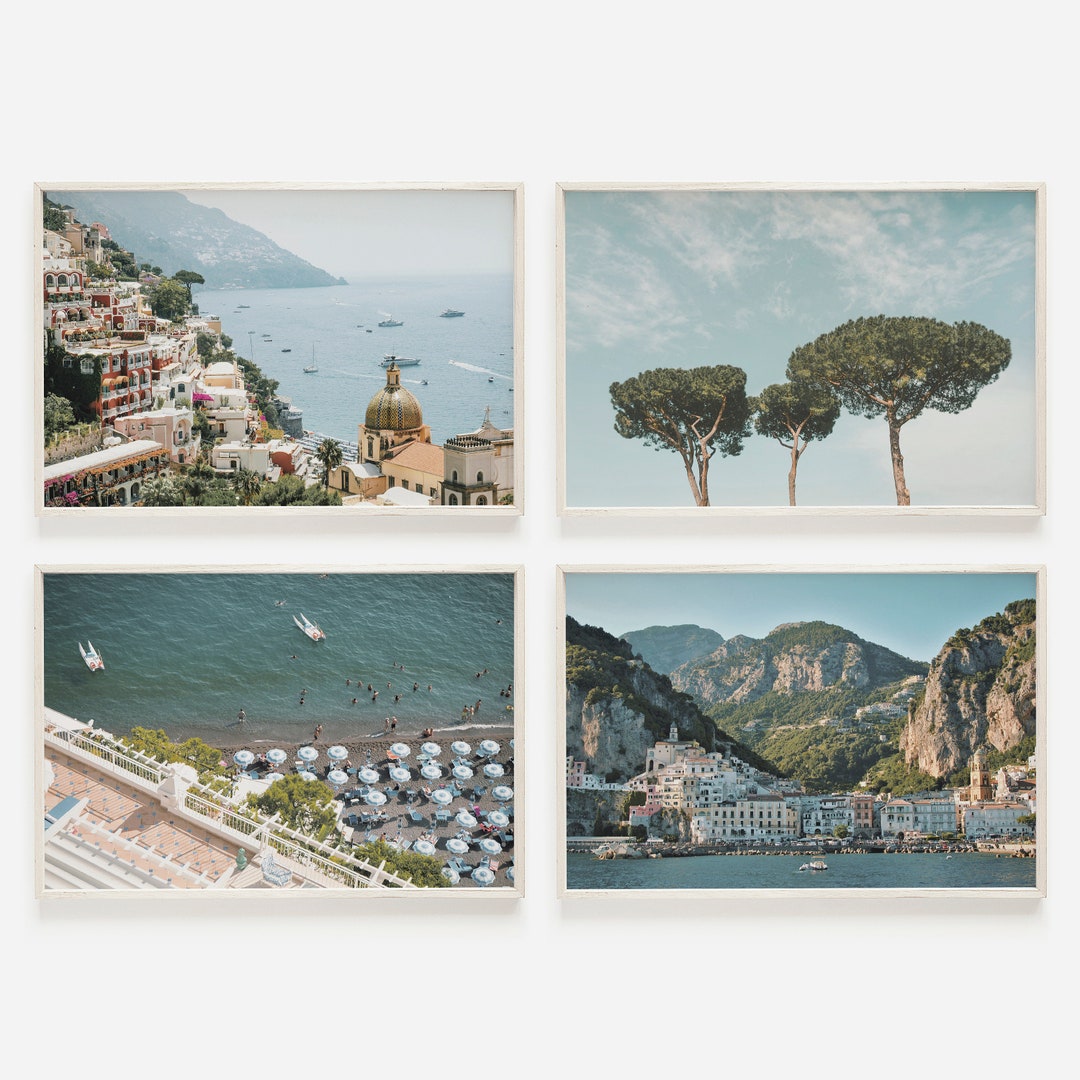 Italian Coast Prints, Amalfi Printable Art Set of 4 Prints, Italy Wall ...