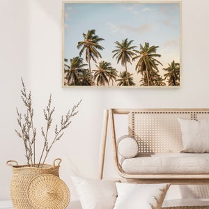 Palm Tree Sunset Print, Landscape Beach Photography, Printable Tropical ...