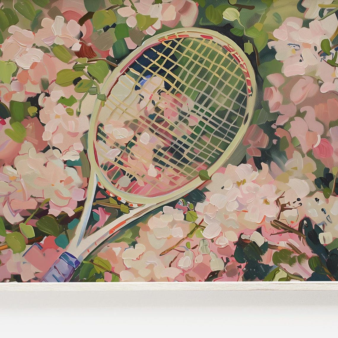 Pink Preppy Tennis Wall Art, Tennis Racket in Flowers, Girly Tennis ...