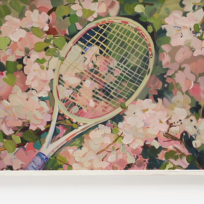 Pink Preppy Tennis Wall Art, Tennis Racket in Flowers, Girly Tennis ...