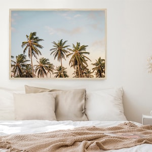 Palm Tree Sunset Print, Landscape Beach Photography, Printable Tropical ...