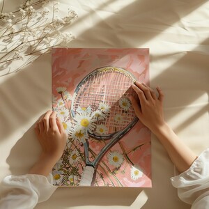 Flowers + Tennis Wall Art, Girly Tennis Decor, Athletics Poster, Floral ...