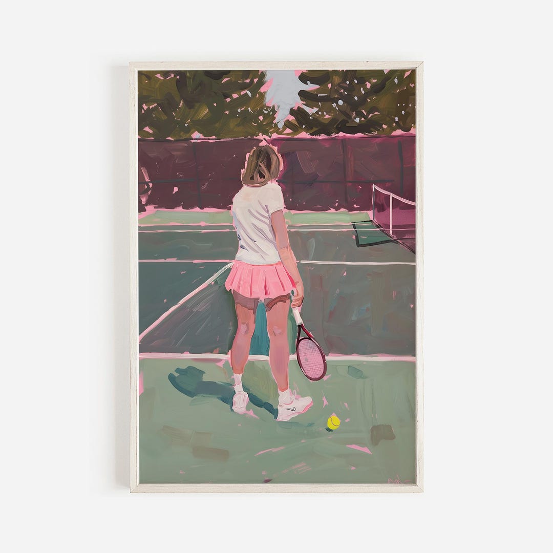 Preppy Country Club Tennis Art, Tennis Training Poster, Pink Tennis ...