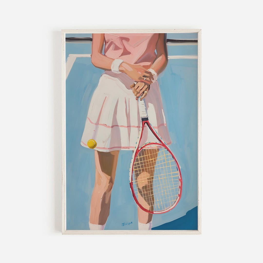 Preppy Girl Tennis Print, Pastel Sport Outfit, Girly Tennis Decor, Mid ...