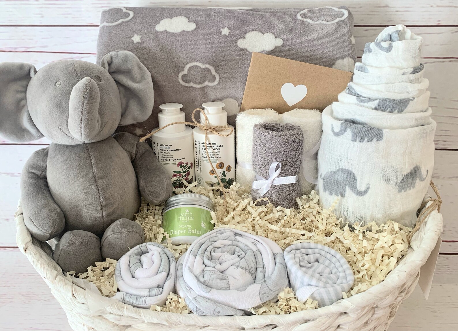 Organic Baby Gift Basket, Personalize Name, Gender Neutral Baby Basket ...