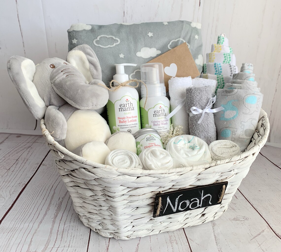 Organic Baby Gift Basket Personalize Name Gender Neutral - Etsy