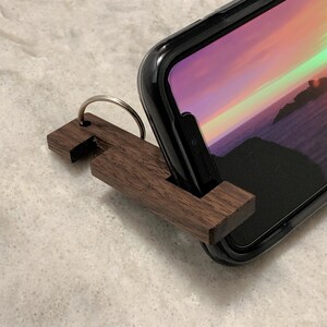 Cell Phone Stand Key Ring Custom Designed Wood iPhone or Android Key ...