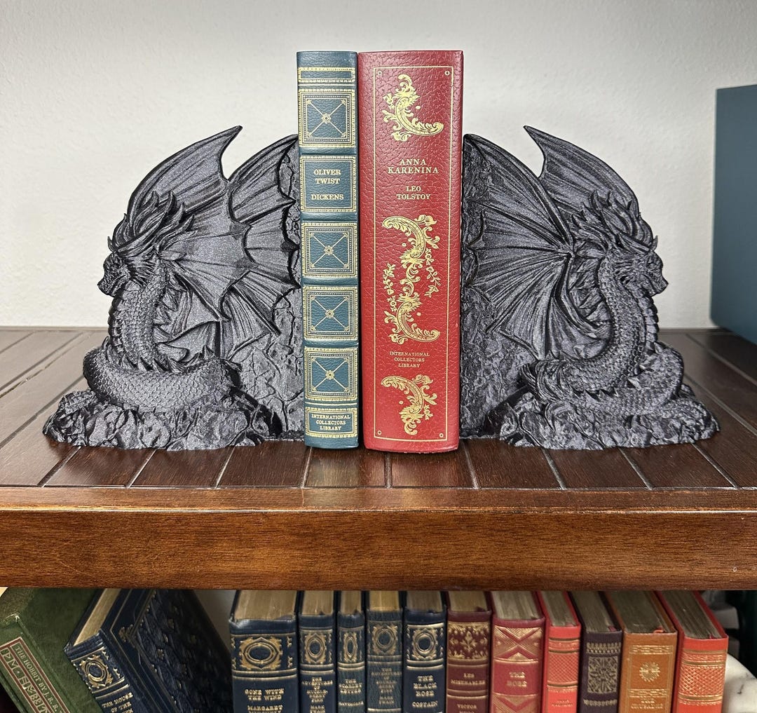 3D Printed Dragon Bookends: Fantasy Book Decor Gift Book Lover - Etsy