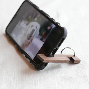 Cell Phone Stand Key Ring Custom Designed Wood iPhone or Android Key ...